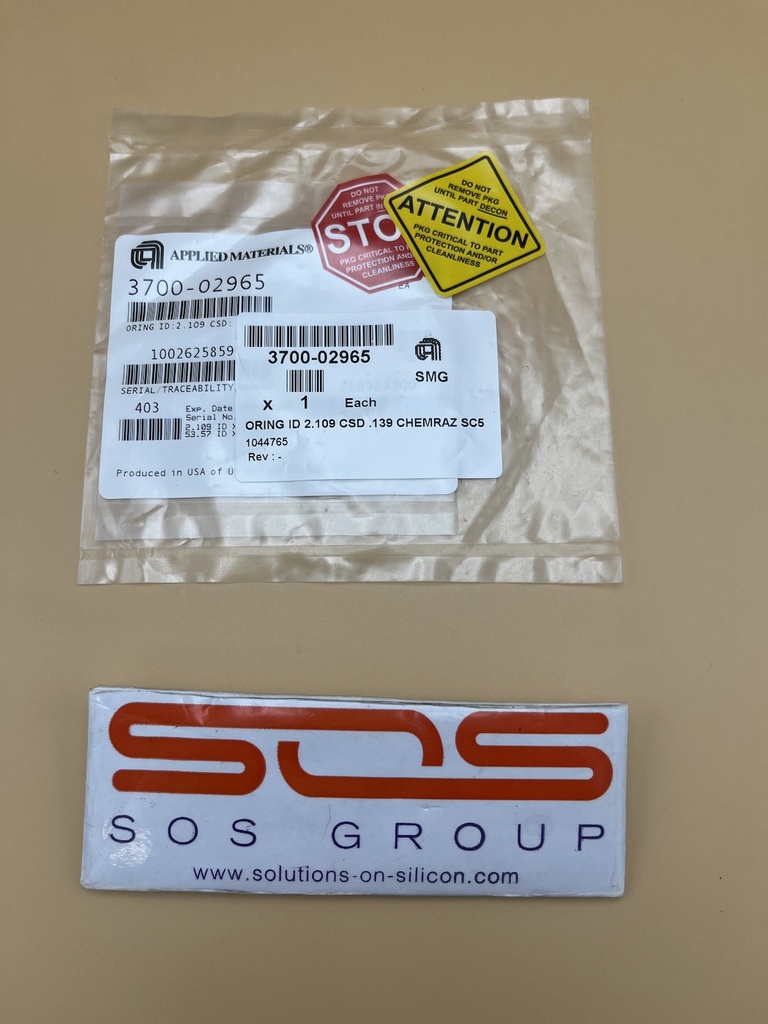 Applied Materials 3700-02965, ORING ID 2.109 CSD .139 CHEMRAZ SC513 80 ...